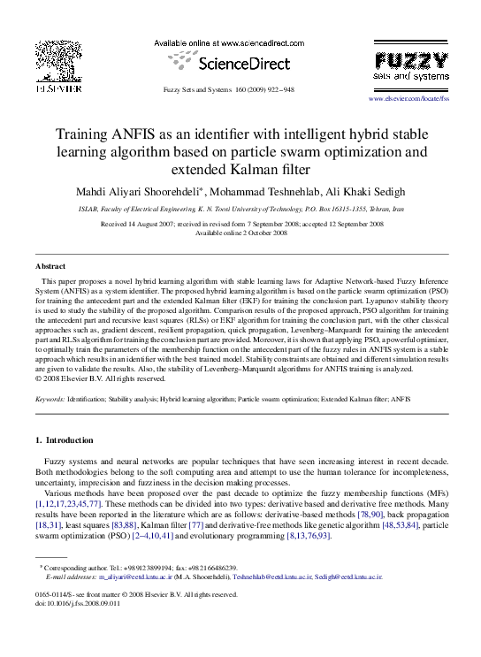 (PDF) Training ANFIS as an identifier with intelligent hybrid stable learning algorithm based on ...