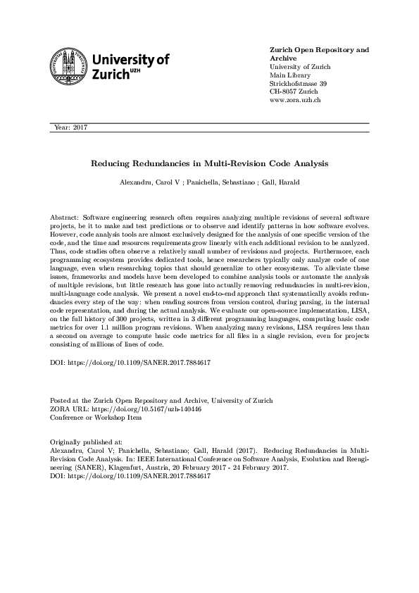 (PDF) Reducing redundancies in multi-revision code analysis
