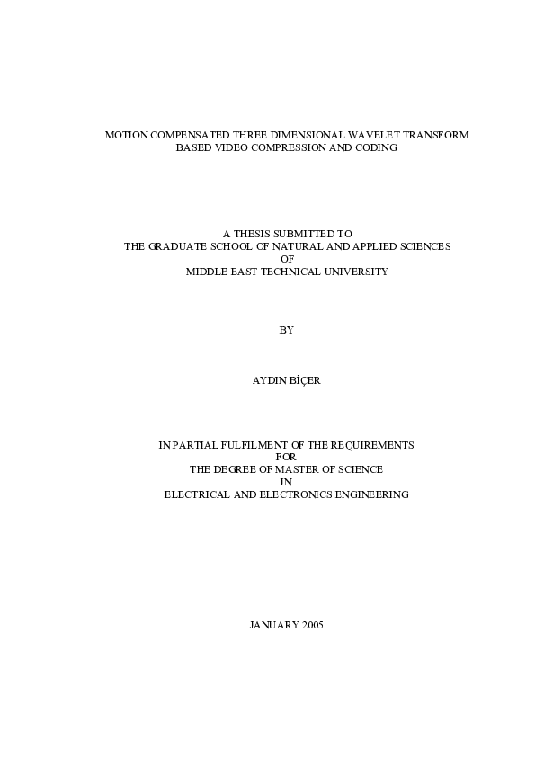 Pdf Motion Compensated Three Dimensional Wavelet Transform