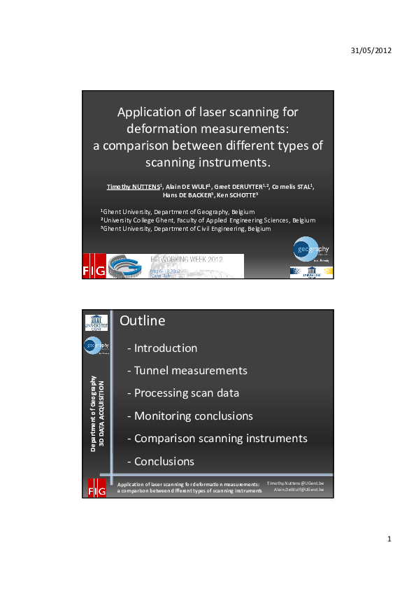 (PDF) Application of laser scanning for deformation measurements: a ...