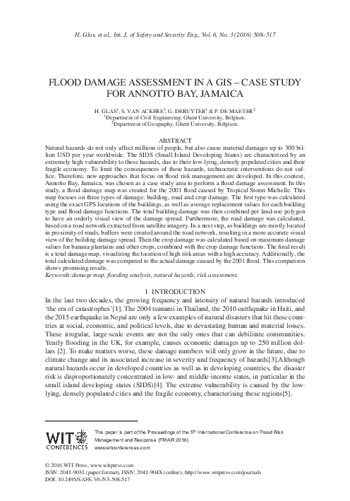 (PDF) Flood damage assessment in a GIS – case study for annotto bay, Jamaica