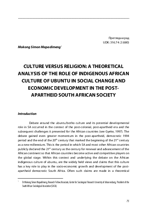 (PDF) Culture Versus Religion: A Theoretical Analysis of the Role of ...