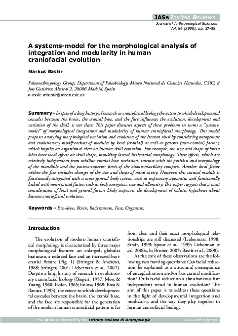 (PDF) A systems-model for the morphological analysis of integration and modularity in human ...