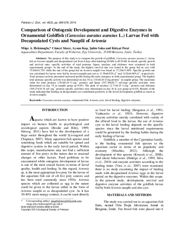(PDF) Comparison of Ontogenic Development and Digestive Enzymes in ...