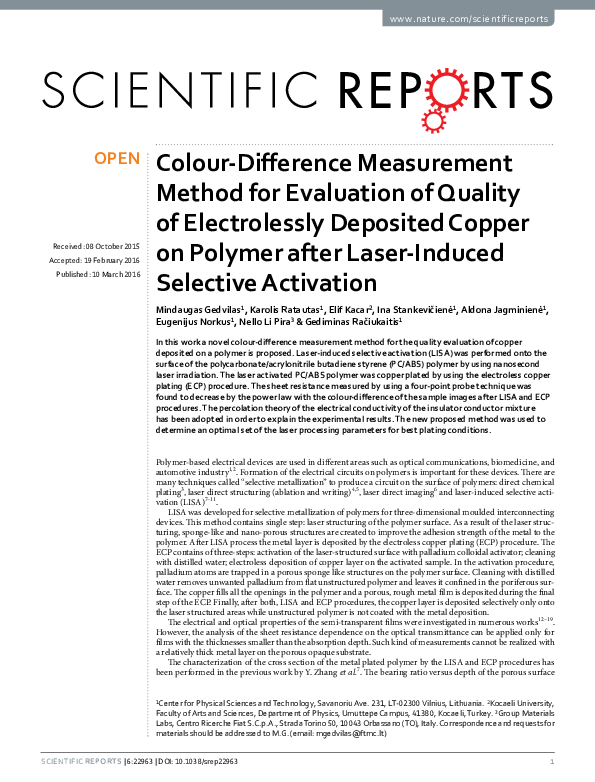 (PDF) Colour-Difference Measurement Method for Evaluation of Quality of ...