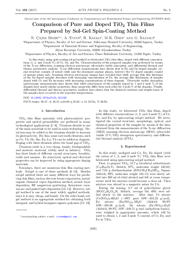 (PDF) TiO2 Thin Films: Effects of Doping Elements