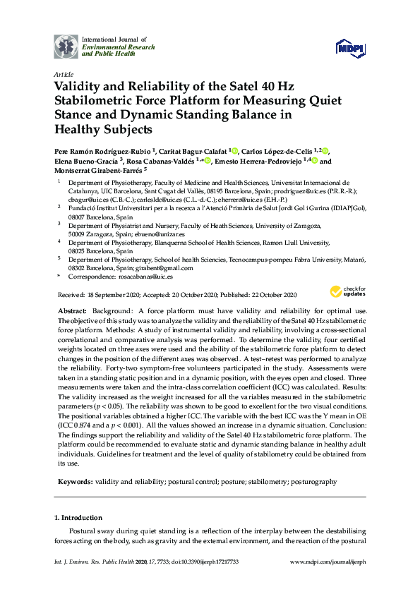 (PDF) Validity and Reliability of the Satel 40 Hz Stabilometric Force ...