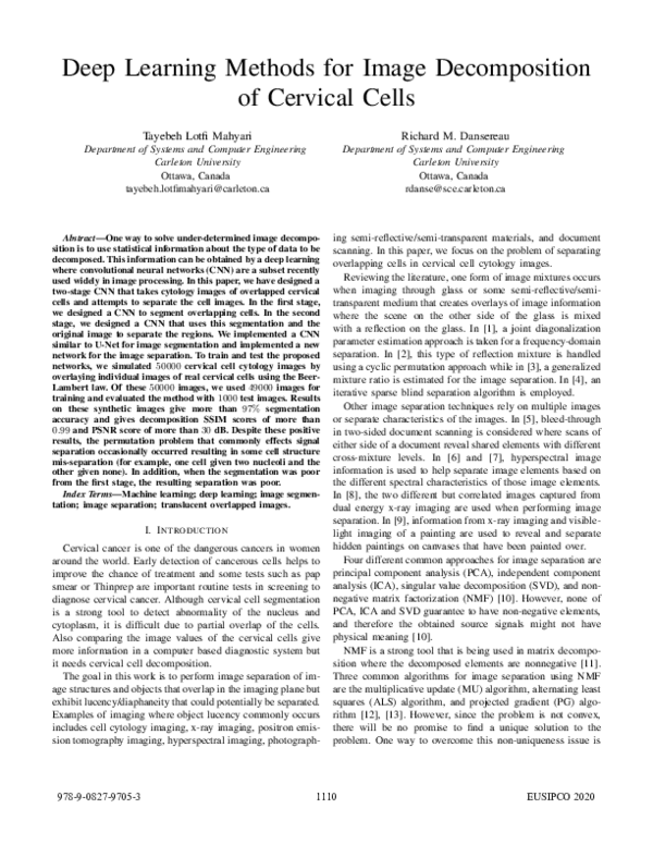 (PDF) Deep Learning Methods for Image Decomposition of Cervical Cells