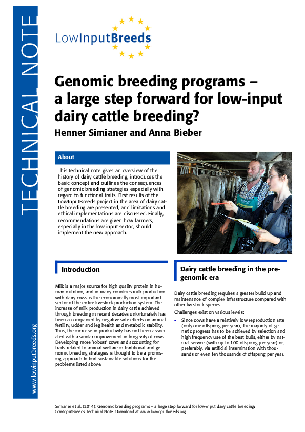(PDF) Genomic breeding programs - a large step forward for low-input ...