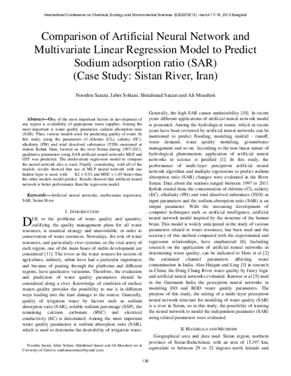 Pdf Comparison Of Artificial Neural Network And Multivariate Linear Regression Model To