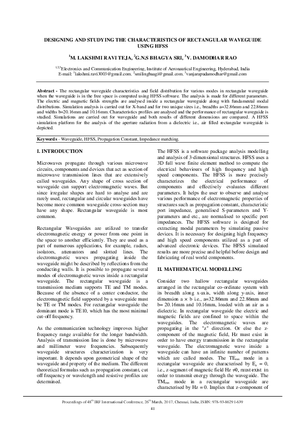 (PDF) Designing and Studying the Characteristics of Rectangular Waveguide Using HFSS
