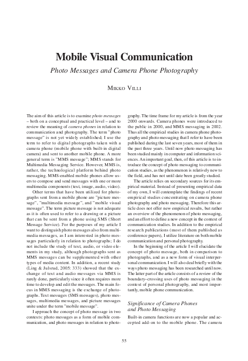 (PDF) Photo Messages and Camera Phone Photography