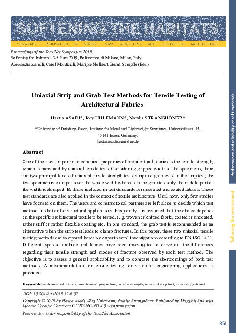 (PDF) Uniaxial Strip and Grab Test Methods for Tensile Testing of ...