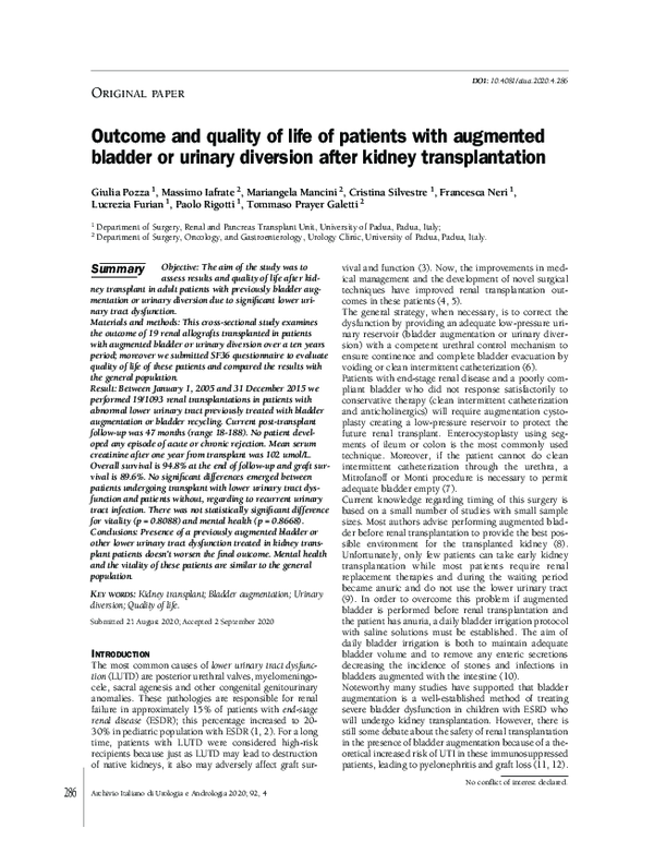 (PDF) Outcome and quality of life of patients with augmented bladder or ...