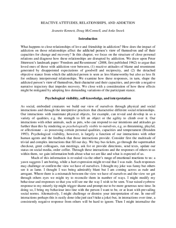 (PDF) Reactive Attitudes, Relationships, and Addiction