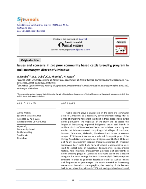 (PDF) Issues and concerns in pro poor community based cattle breeding ...