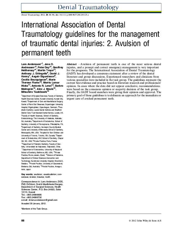 (PDF) [International Association of Dental Traumatology guidelines for ...