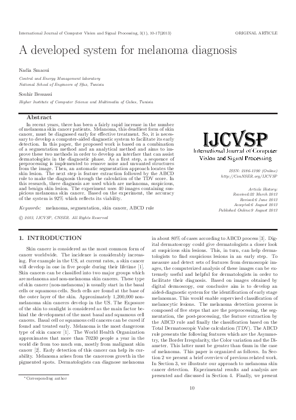 (PDF) Advancements in Melanoma Detection Techniques