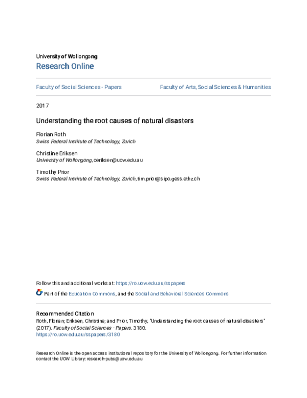 (PDF) Understanding the root causes of natural disasters