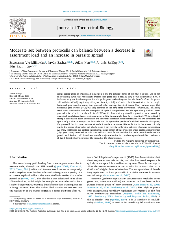 Pdf Moderate Sex Between Protocells Can Balance Between A Decrease In