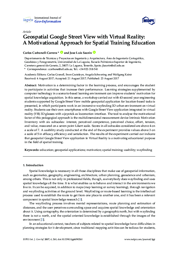 (PDF) Geospatial Google Street View with Virtual Reality: A ...