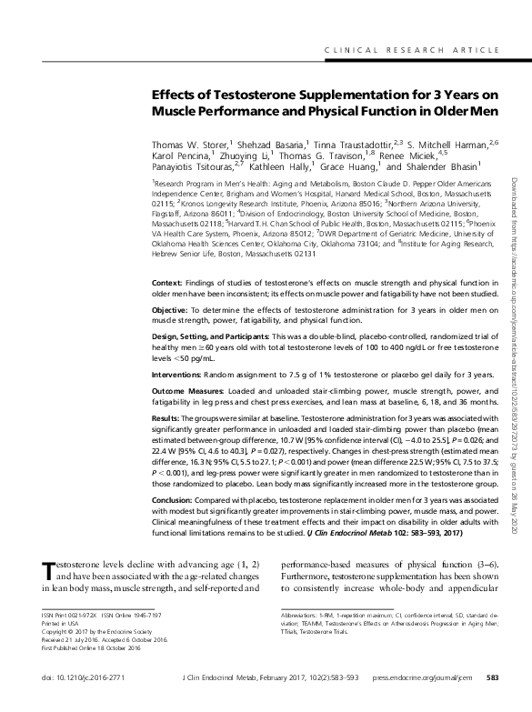 (PDF) Effects of Testosterone Supplementation for 3-Years on Muscle ...