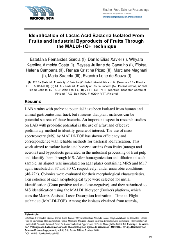 (PDF) Identification of Lactic Acid Bacteria Isolated from Tomas Cheese