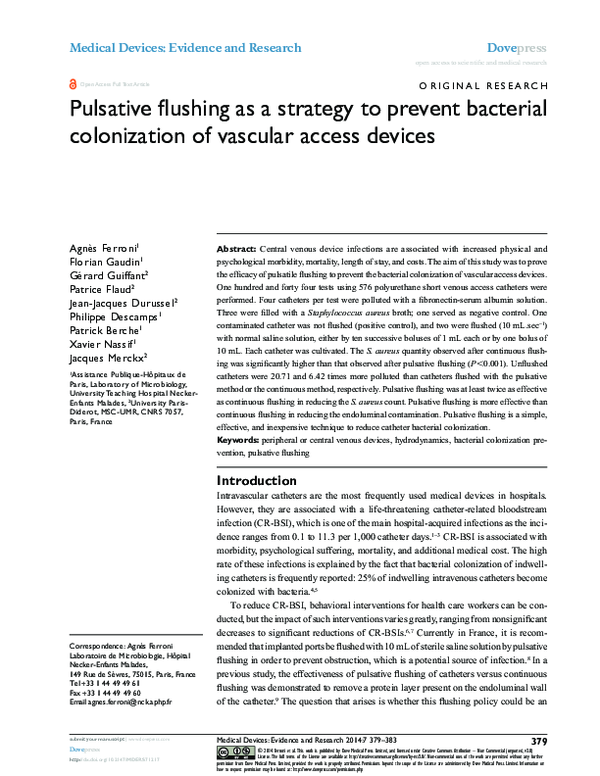 (PDF) Pulsative flushing as a strategy to prevent bacterial ...