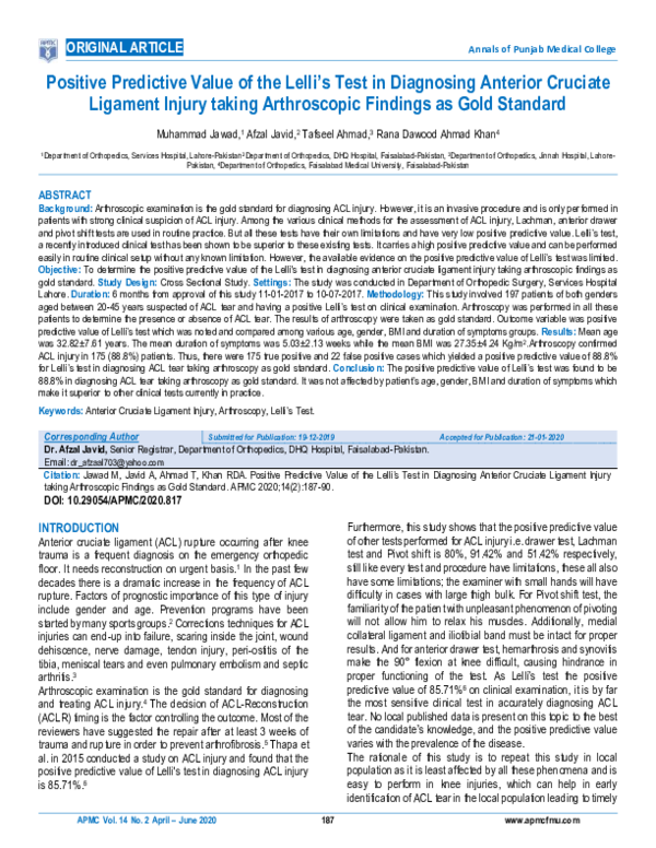 (PDF) Positive Predictive Value of the Lelli’s Test in Diagnosing ...