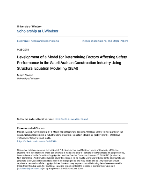 (PDF) Development of a Model for Determining Factors Affecting Safety ...