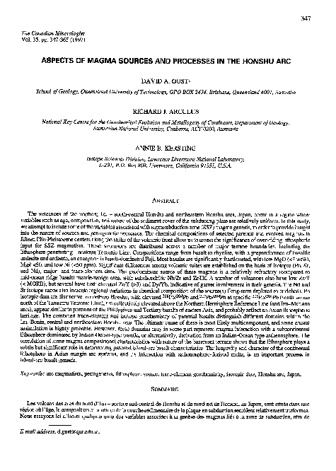 (PDF) Aspects of magma sources and processes in the Honshu arc