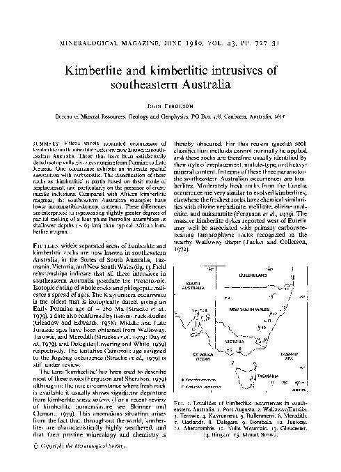 (PDF) Kimberlite and Kimberlitic Intrusives of Southeastern Australia | richard arculus ...