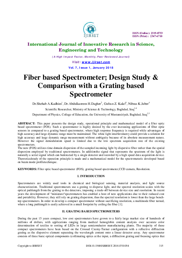 (PDF) Comparison with a Grating based Spectrometer