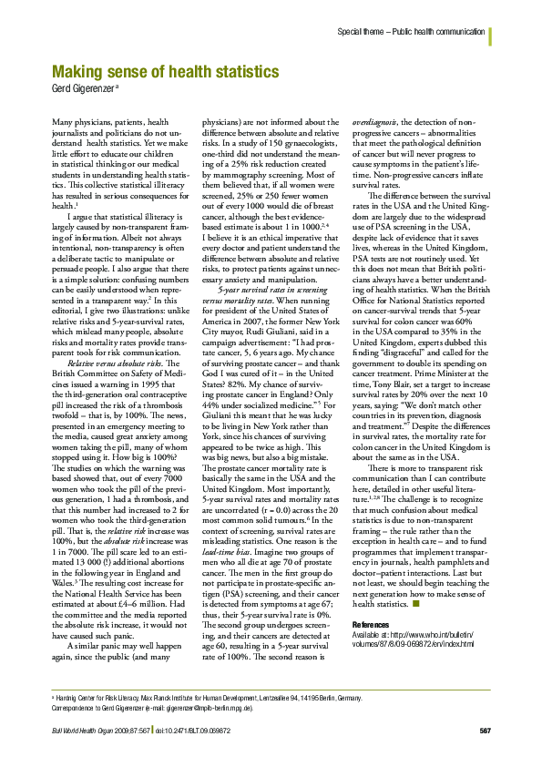 (PDF) Making sense of health statistics