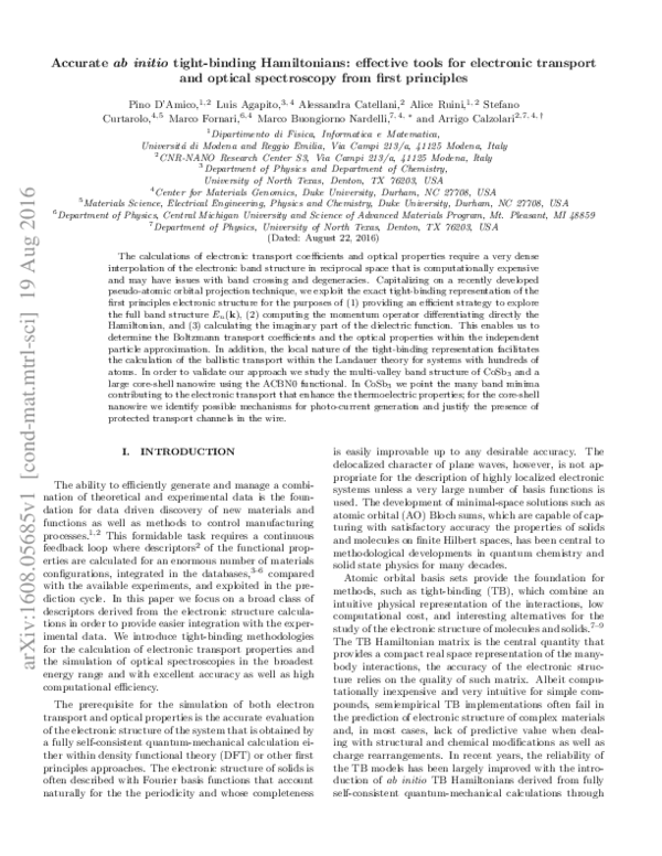 (PDF) Accurate ab initio tight-binding Hamiltonians: Effective tools for electronic transport ...