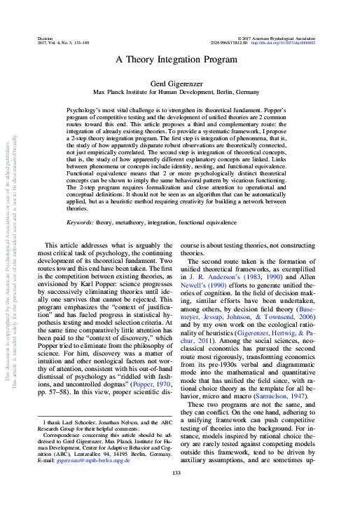 (PDF) A theory integration program