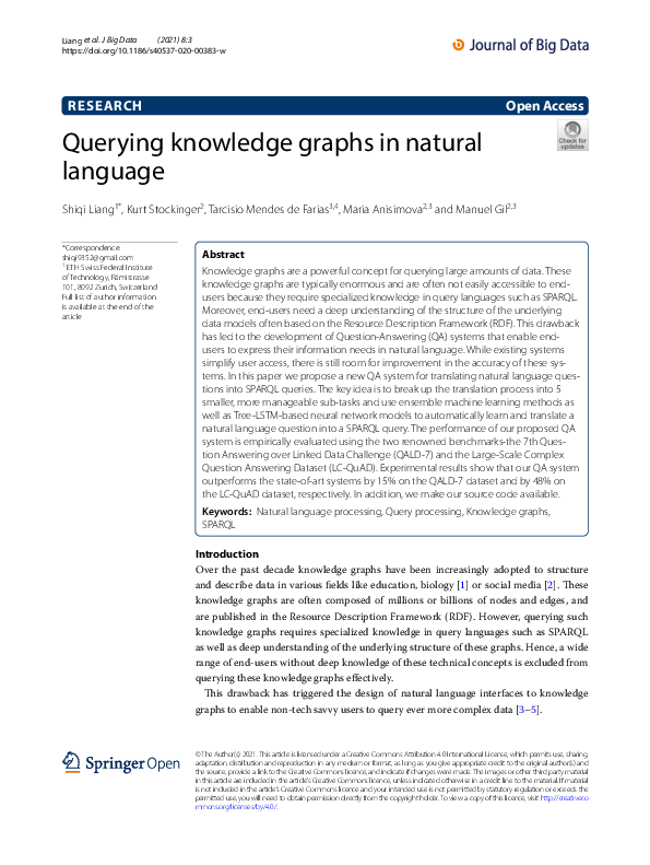 (PDF) Querying Knowledge Graphs in Natural Language