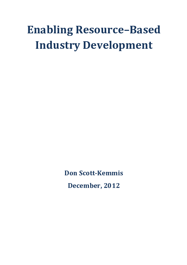 (PDF) Enabling Resource-Based Industry Development | Don Scott-Kemmis ...