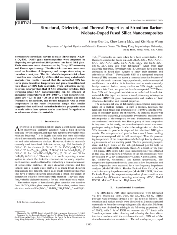 (PDF) Structural, Dielectric, and Thermal Properties of Strontium ...