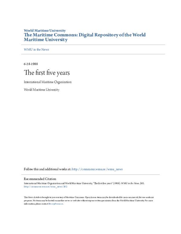 (PDF) The First Five Years