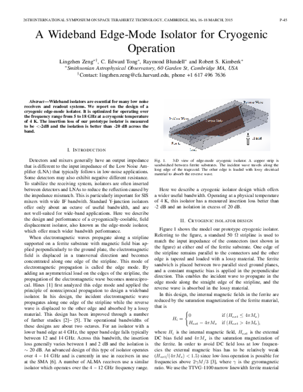 (PDF) A Wideband Edge-Mode Isolator for Cryogenic Operation