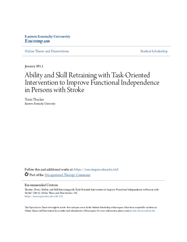 (PDF) Ability and skill retraining with task-oriented intervention to ...