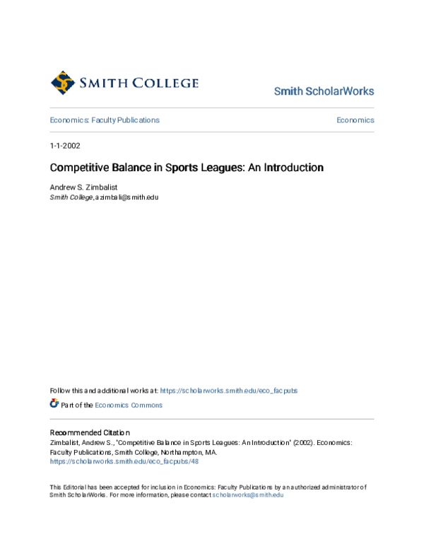 (PDF) Competitive Balance in Sports Leagues: An Introduction