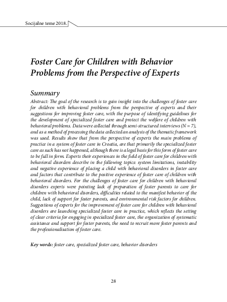 (PDF) Foster Care for Children with Behavior Problems from the ...