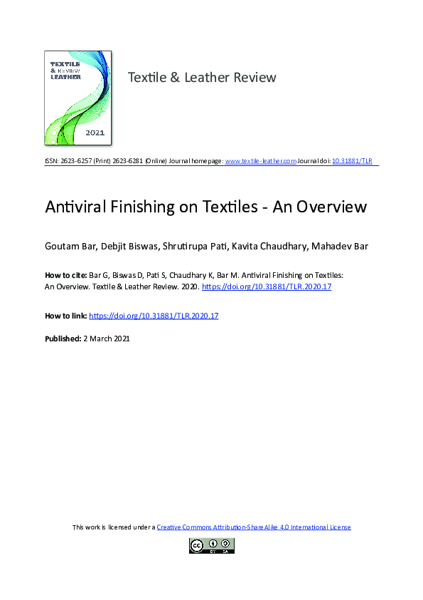 (PDF) Antiviral Finishing on Textiles-An Overview | Dr. Kavita ...