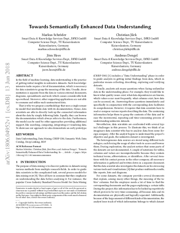 Pdf Towards Semantically Enhanced Data Understanding