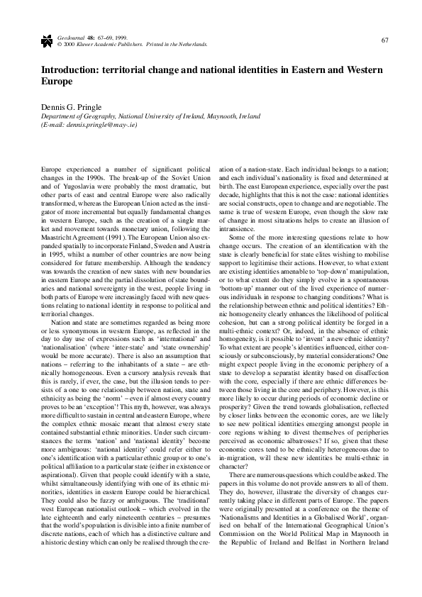 (PDF) Introduction: territorial change and national identities in ...