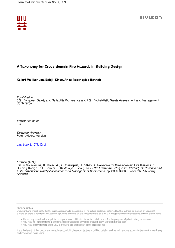 (PDF) A Taxonomy for Cross-domain Fire Hazards in Building Design