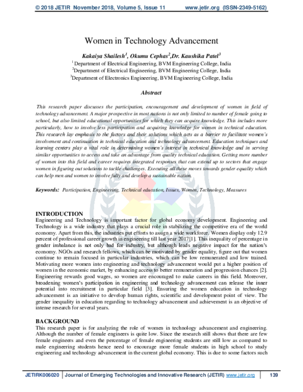 (PDF) Women in Technology Advancement