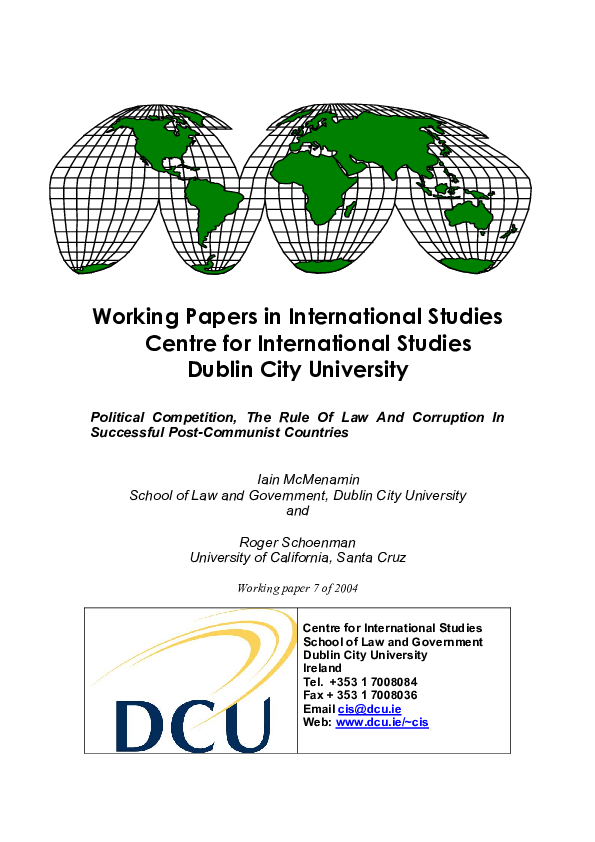 (PDF) Political Competition, The Rule Of Law And Corruption In ...